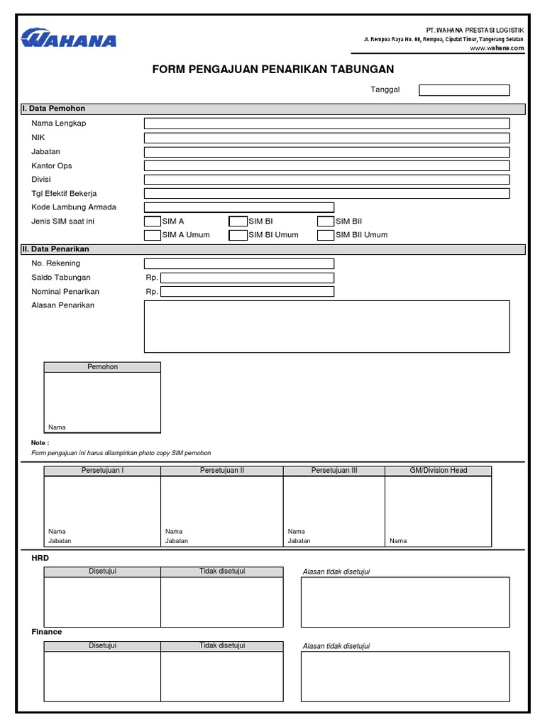 Form Penarikan Tabungan Rev1 | PDF