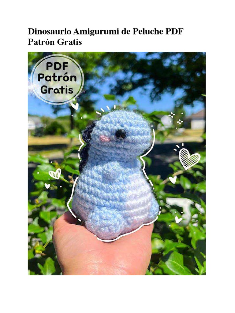 Dinosaurio Amigurumi de Peluche PDF Patron Gratis | PDF | Amigurumi | Tejer