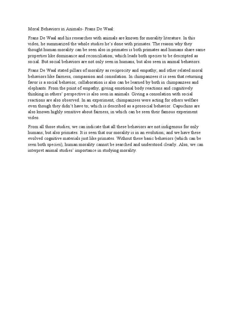 Moral Behavior in Animals | PDF