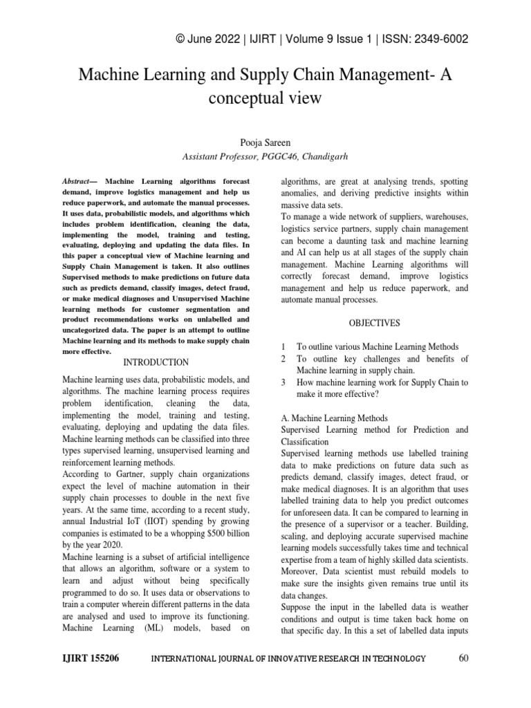 Machine Learning and Supply Chain Management - A | PDF | Machine ...