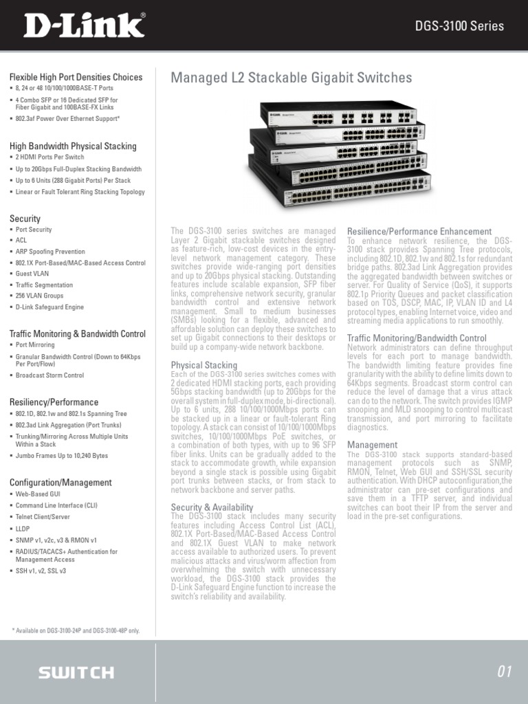 SW DLINK3100 DATASHEET DGS-3100 Series A2 | PDF | Network Switch ...