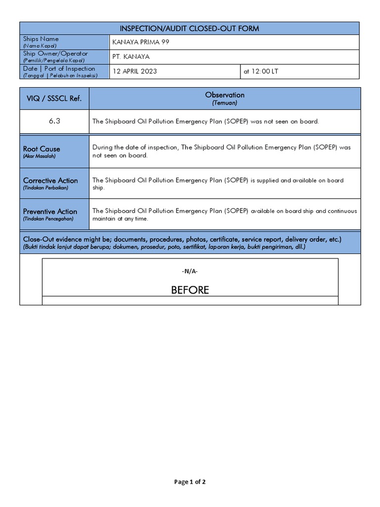 6.3 - Close-Out Form | PDF