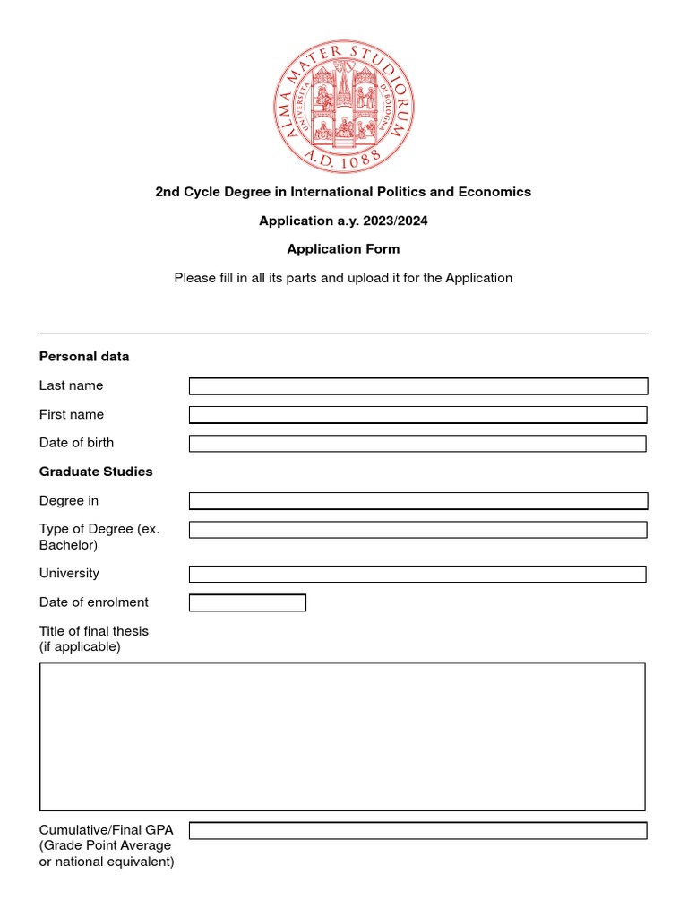 Application form LM IPE 2023-24 | PDF | Academic Degree | Thesis