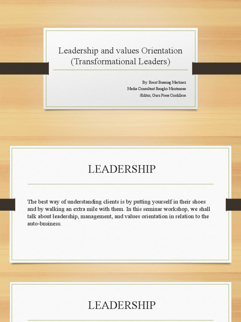BPI Leadership and Values Orientation | PDF | Leadership | Motivational