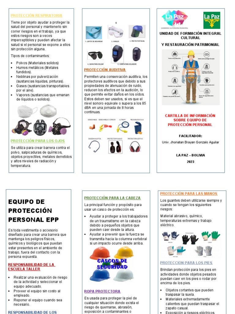 Triptico de Equipos de Proteccion Personal de Seguridad | PDF