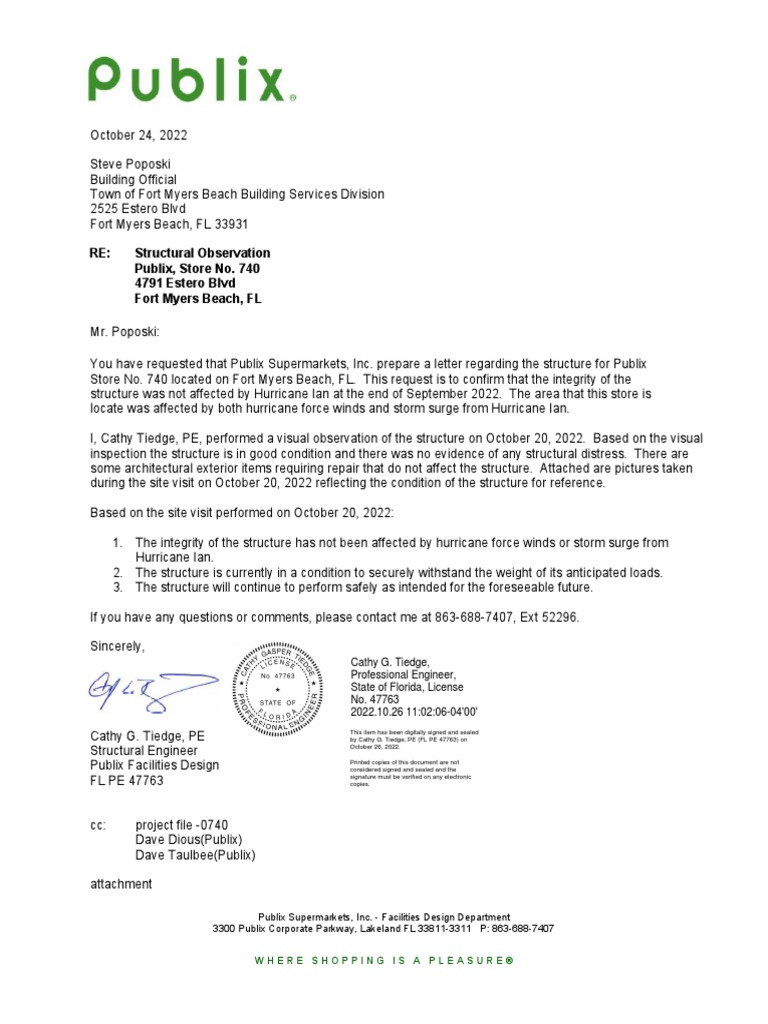 Fort Myers Beach, FL Publix Structural Analysis | PDF