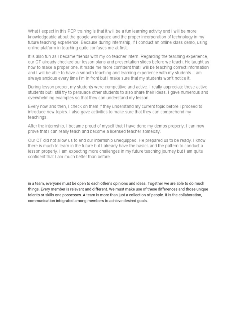 PEP Training and Teaching Insights | PDF