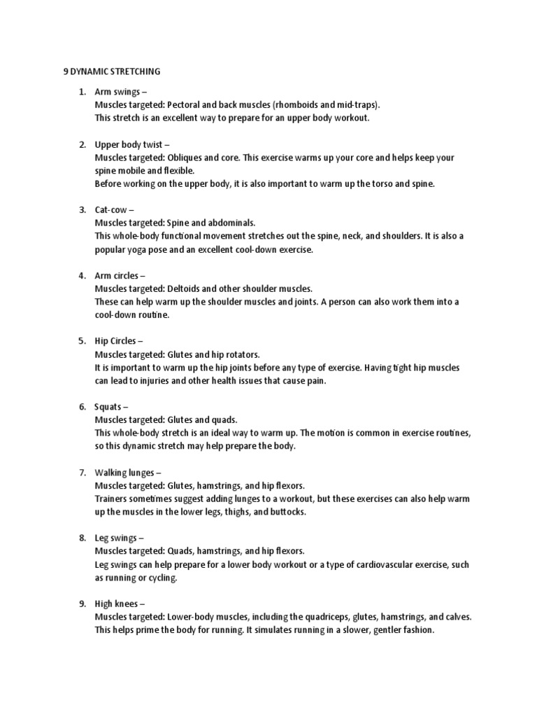 9 Dynamic Stretching | PDF