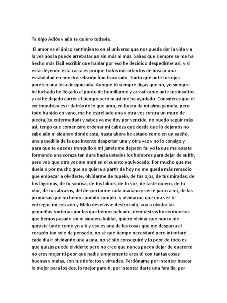 Te Digo Adiós y Aún Te Quiero Todavía | PDF | Amor