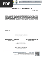 Certificate of Instrument Validation | PDF | Self-Improvement