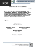 Sample Certificate of Validation | PDF
