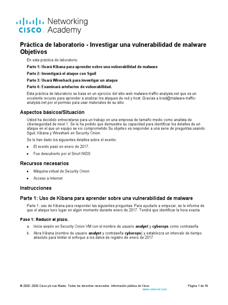 27.2.15 Lab - Investigating A Malware Exploit | PDF | Red mundial ...