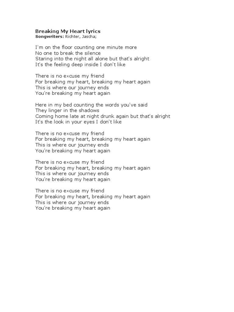 Breaking My Heart Again | PDF Breaking My Heart Again | PDF