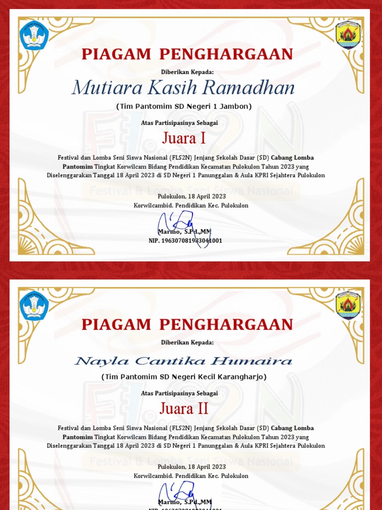 fls2n Piagam Pantomim 2 | PDF