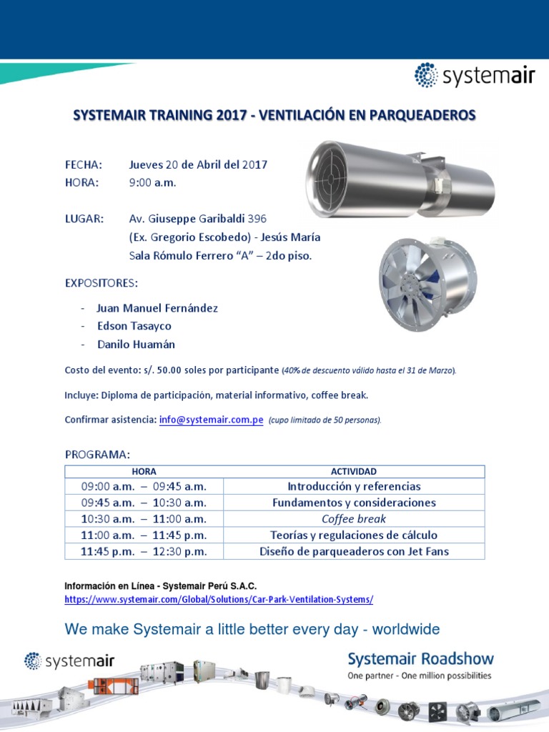 Systemair Training 2017 - Ventilación en Parqueaderos: We Make Systemair A Little Better Every ...