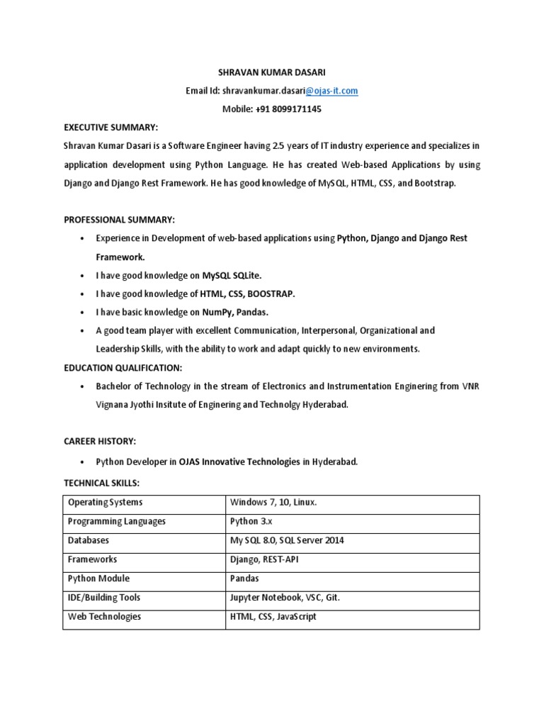 Shravan Kumar Dasari | PDF | Python (Programming Language) | My Sql