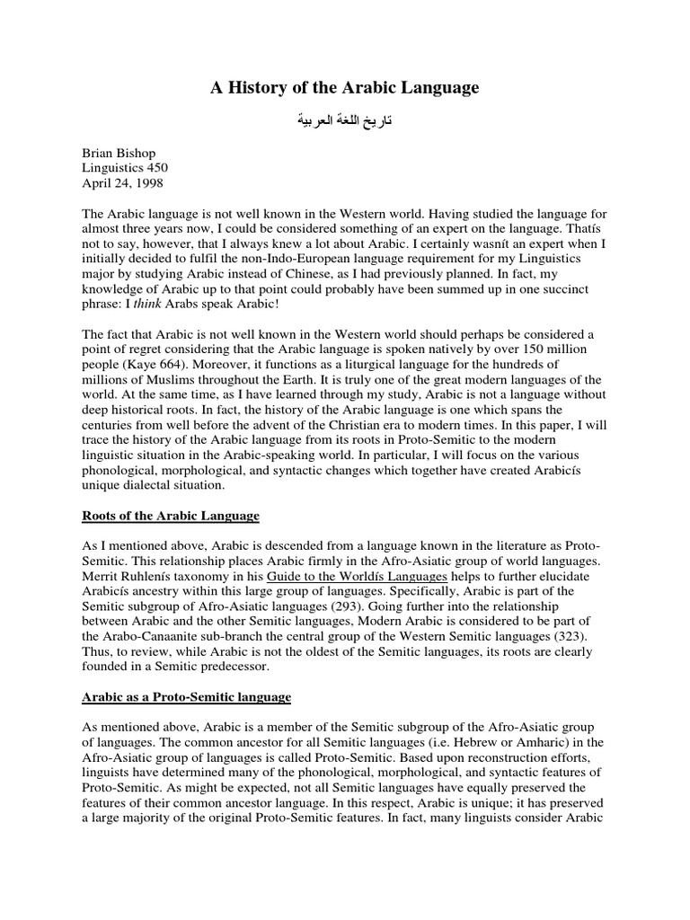 A_History_of_the_Arabic_Language | PDF | Arabic | Grammatical Number