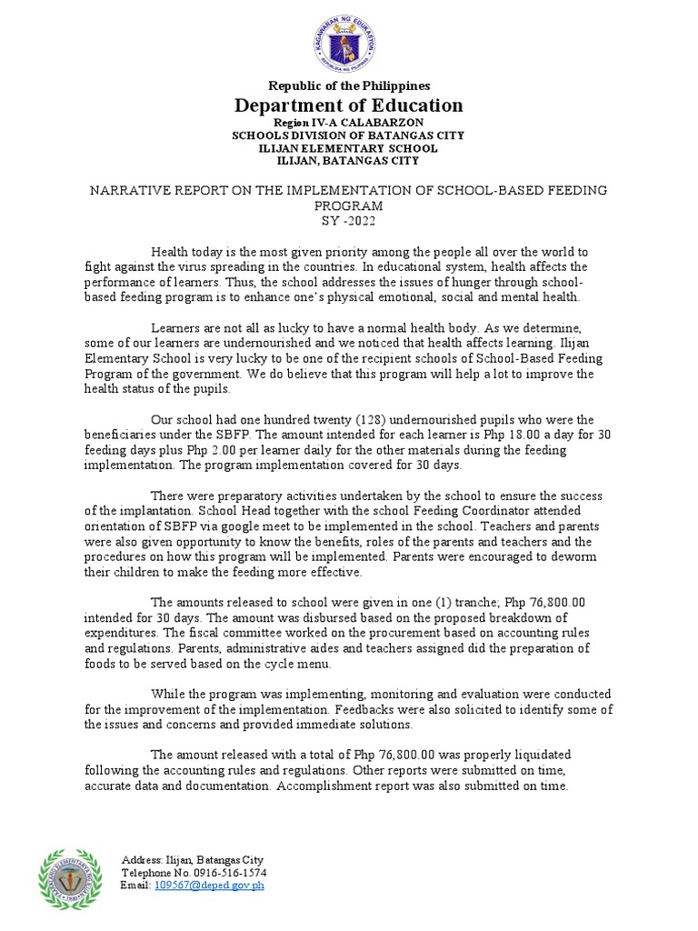 SBFP Implementation Report | PDF