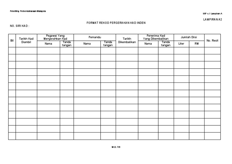 Rekod Kad Inden Lampiran A2 | PDF