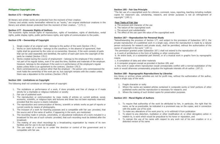 Philippine Copyright Law | PDF | Copyright | Intellectual Works