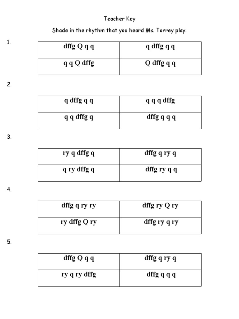 16th Note Rhythm Quiz | PDF