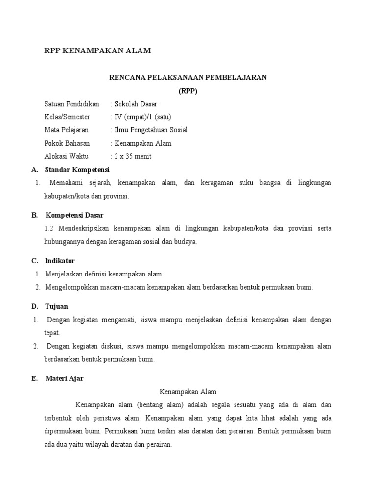 RPP Ips Kelas 4 | PDF