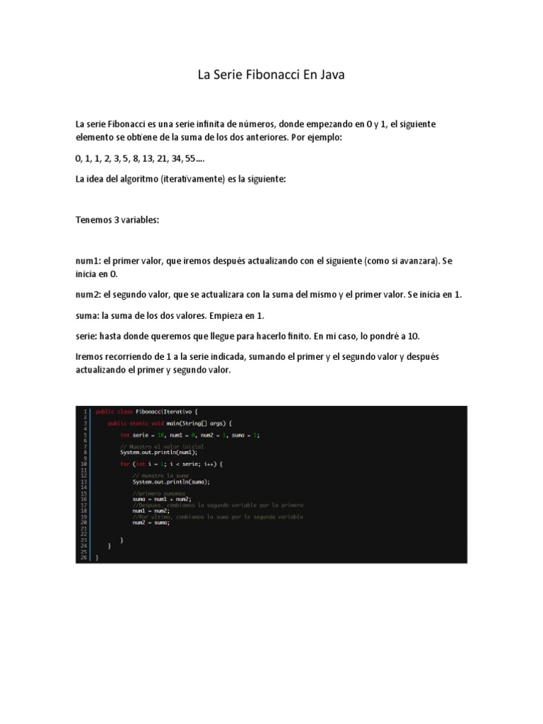 La Serie Fibonacci en Java | PDF