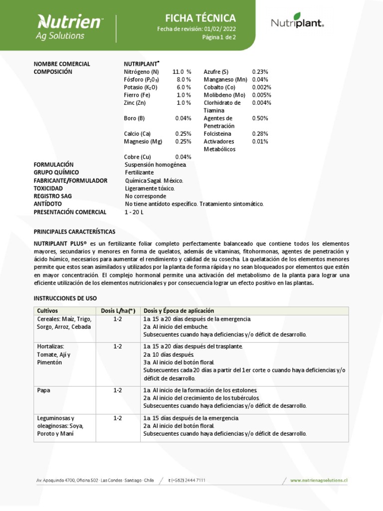 Nutri Plant | PDF | Fertilizante | Nutrición