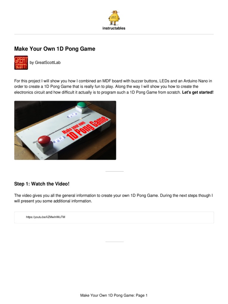 Make Your Own 1D Pong Game | PDF | Mass Media | Electronics