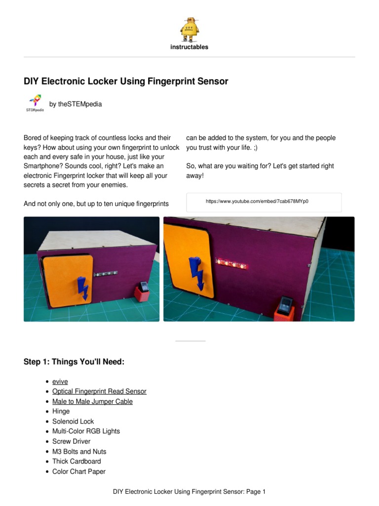 DIY Electronic Locker Using Fingerprint Sensor | PDF | Access Control | Door