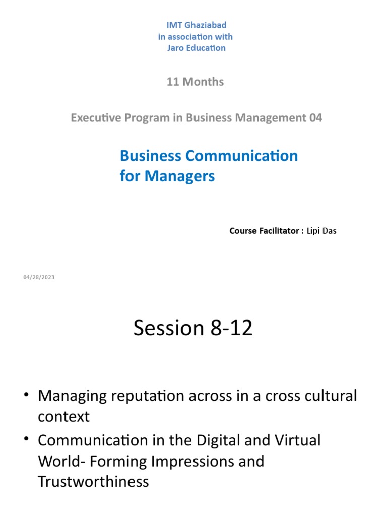 BCM BPM Session 8-12 | PDF | Human Communication | Cognition
