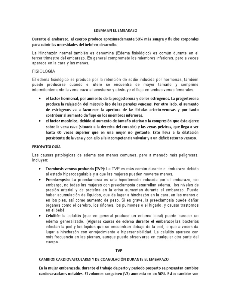 Edema en El Embarazo | PDF | El embarazo | Edema