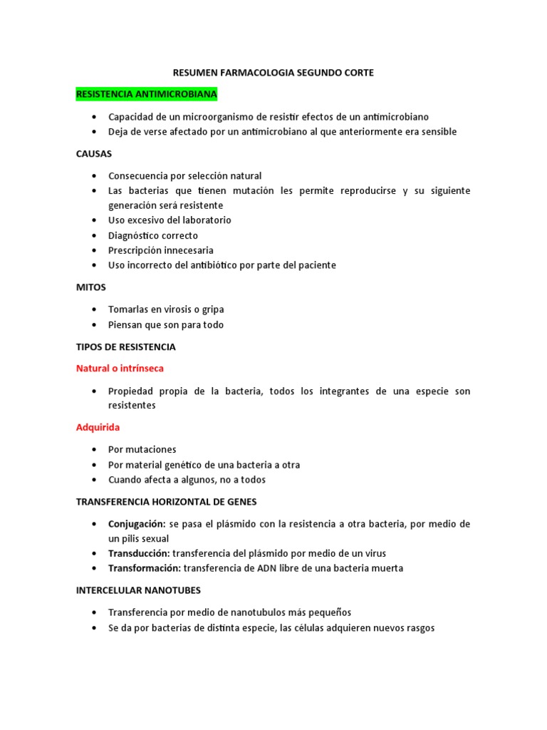 Resumen Farmacologia 2do Corte | PDF | Penicilina | Medicamentos con receta