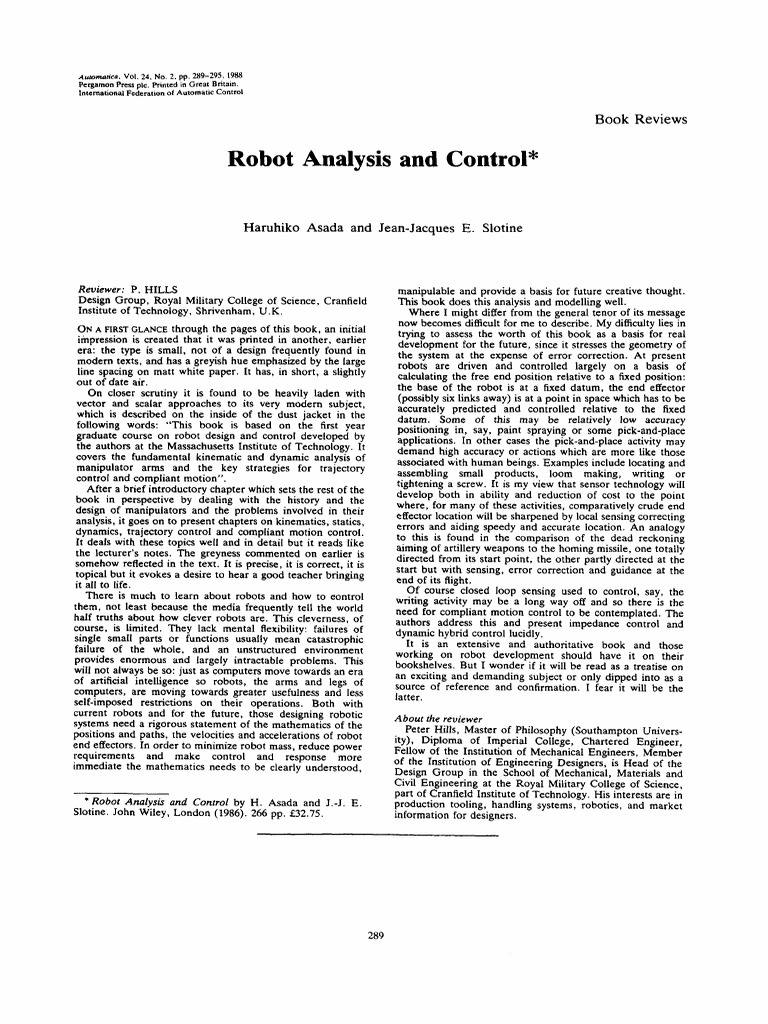 Coek - Info Robot Analysis and Control | Download Free PDF | Robot | Robotics