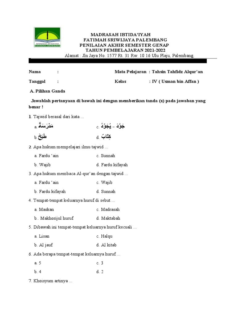 Pas TTQ Kelas 4 Mifs | PDF