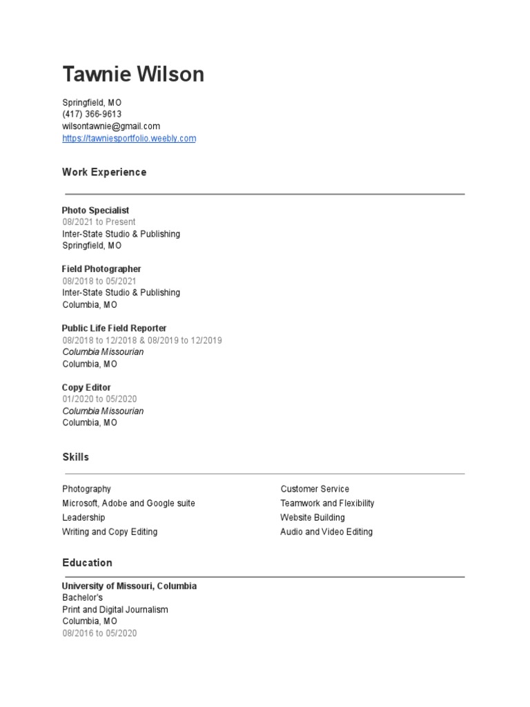 Tawnie Wilson Resume | PDF