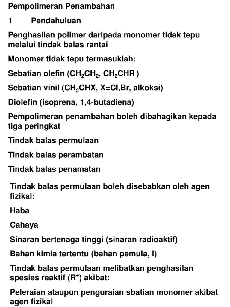 Pempolimeran Penambahan: Proses dan Kinetik | PDF