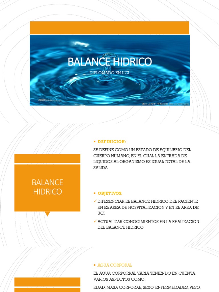 Balance Hídrico en UCI: Guía Completa | PDF | Agua | Convección