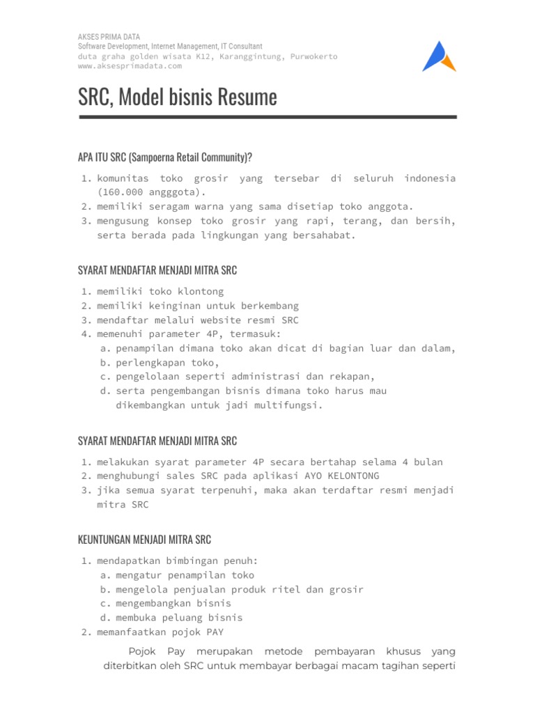 SRC, Model Bisnis Resume: APA ITU SRC (Sampoerna Retail Community) ? | PDF