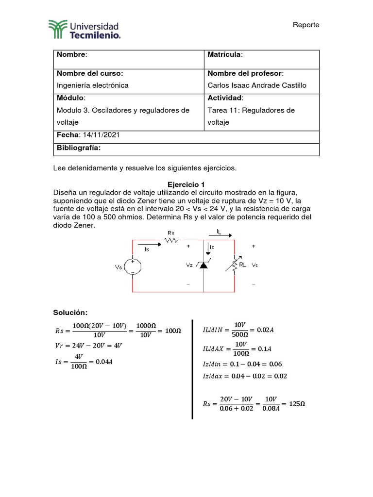 TAREA 11. Ingenieria Electronica | PDF | Electrónica | Electricidad
