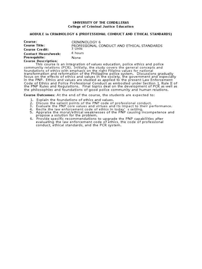 ETHICS Module | PDF | Morality | Police