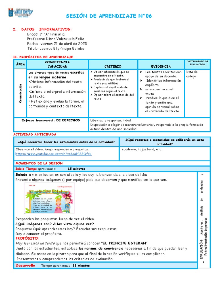 Viernes 21 Sesion Plan Lector | PDF | Evaluación | Aprendizaje