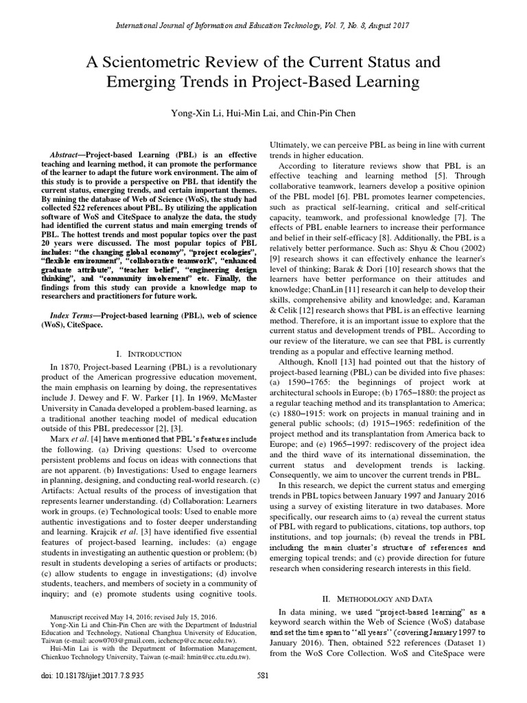 Emerging Trends Liu | PDF | Project Based Learning | Cognitive Science
