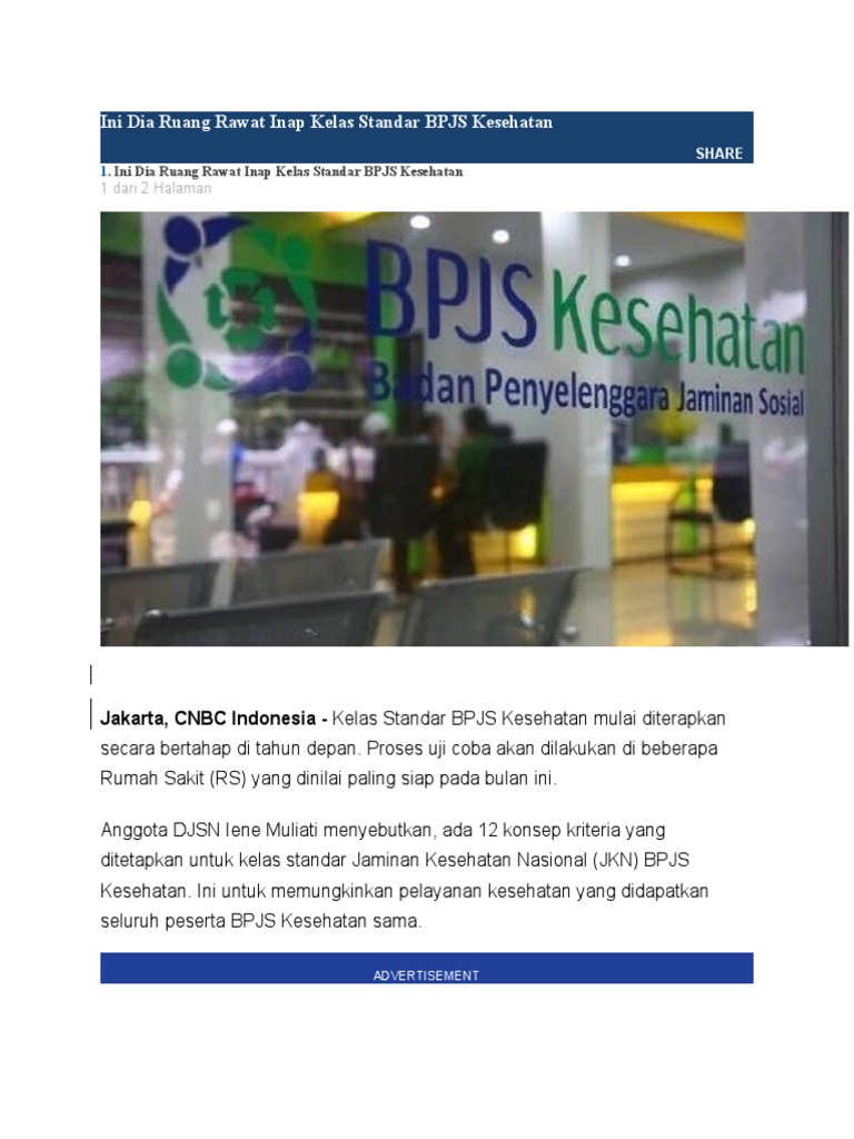 Bahan Kajian Rs Menurut Standar BPJS | PDF