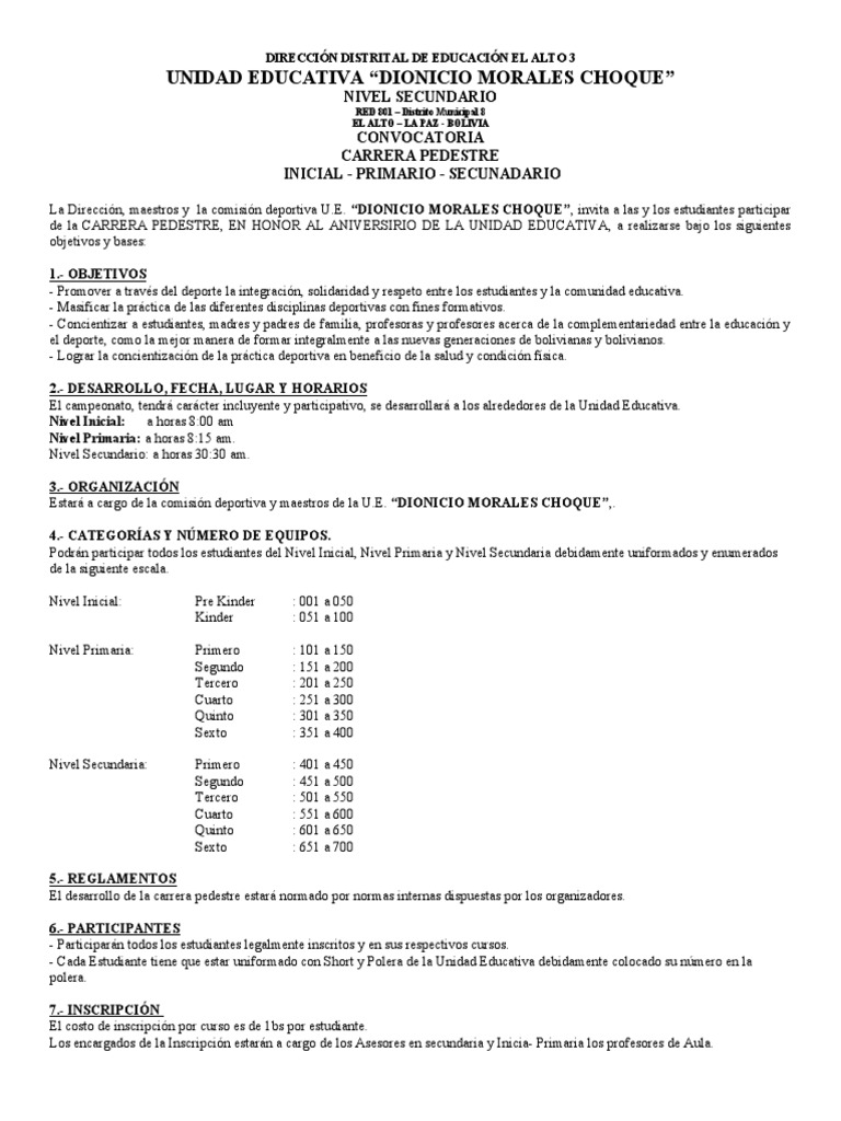 Unidad Educativa "Dionicio Morales Choque" | PDF