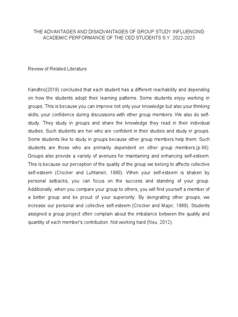 The Advantages and Disadvantages of Group Study Influencing Academic ...