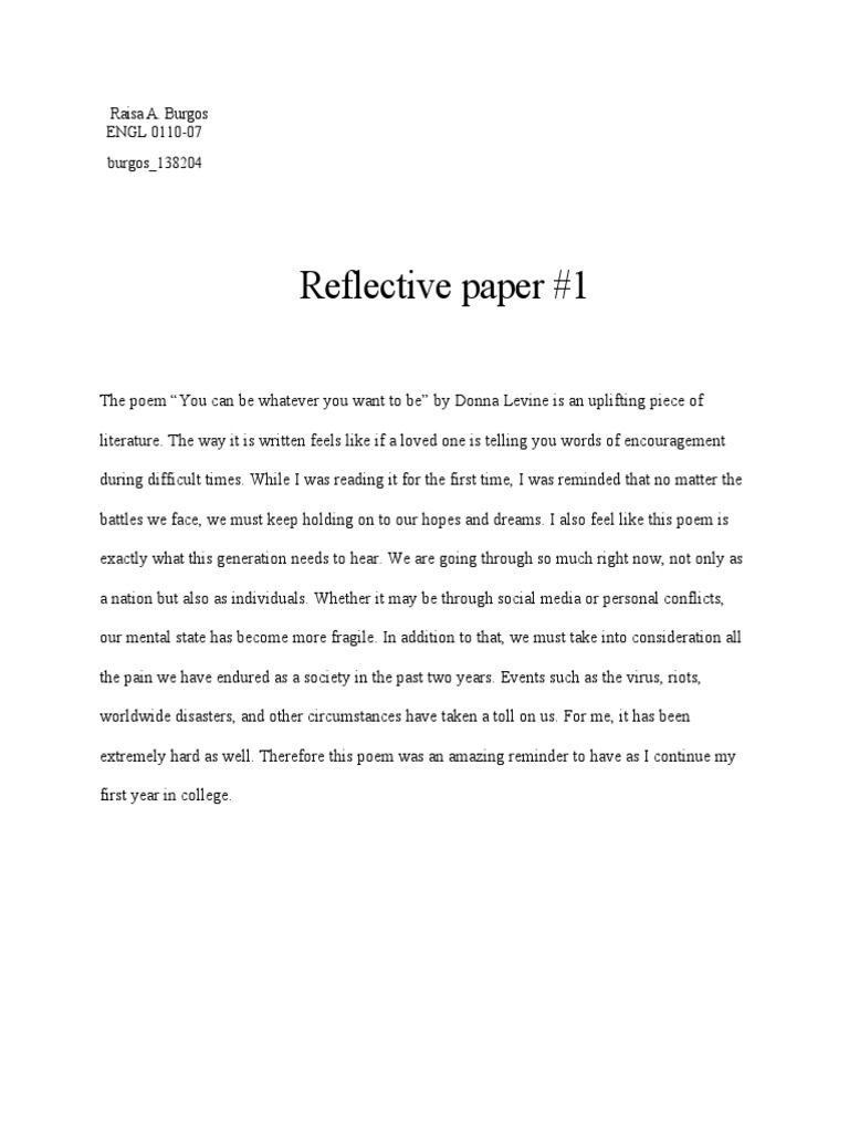Reflective Paper #1 | PDF