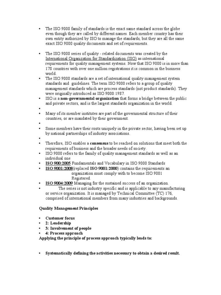 ISO Notes | PDF | International Organization For Standardization | Iso 9000