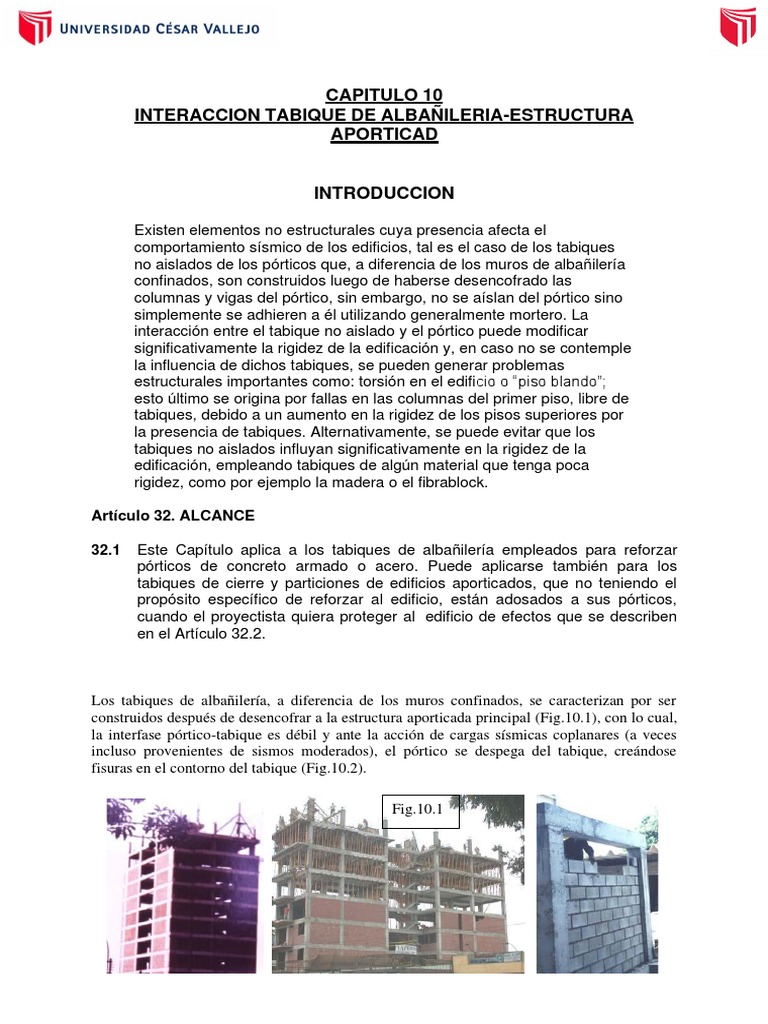 Interaccion Detabique de Albañilería en Estructuras Aporticadas | PDF | Temblores | Hormigón