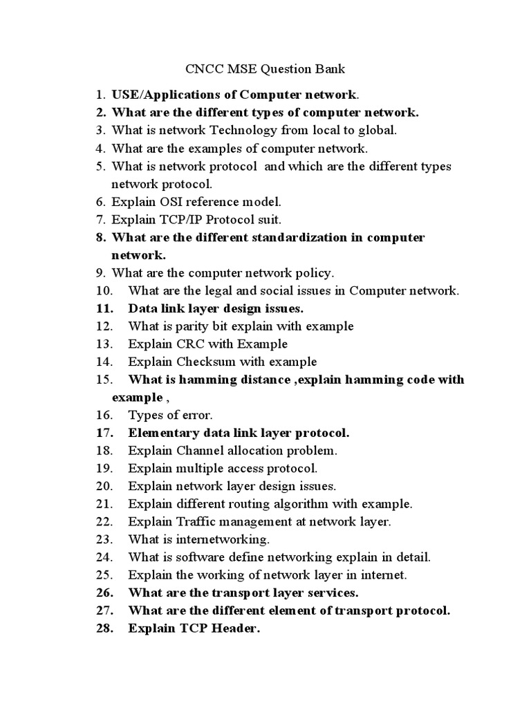 CNCC MSE Question Bank - Student | PDF